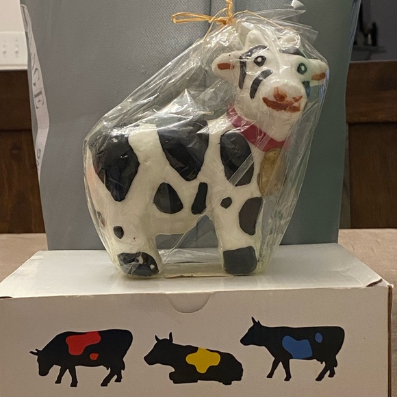 Accents | Vintage Cow Wax Wick Candle Farm Animal Decor Gold Cowbell ...